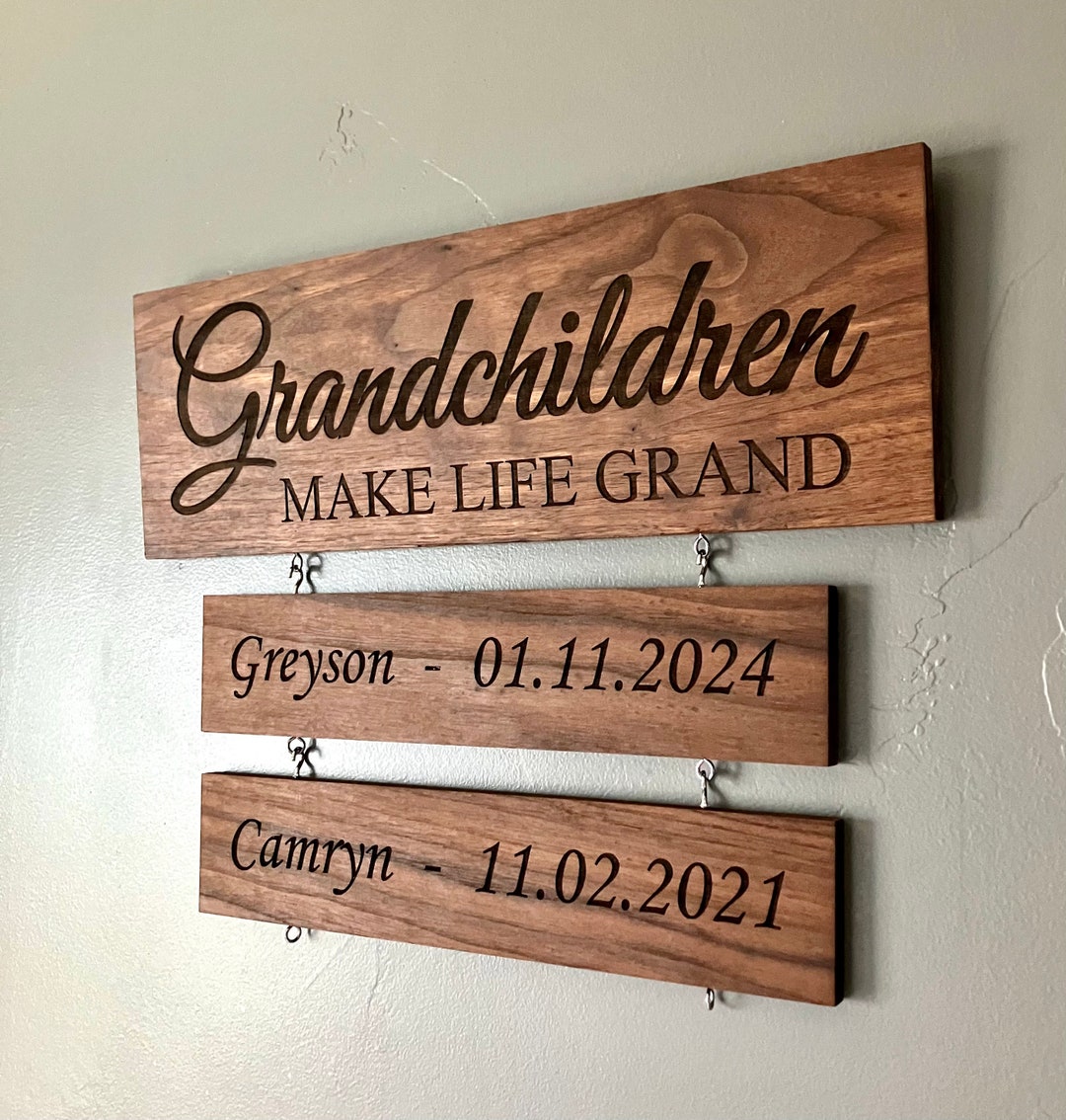 Personalized Grandparent Sign/grandkids Names/birthdates, Personalized ...