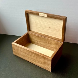 Custom Wood Hinge Box, Engraved Valet Box, Walnut Keepsake Box, Wood ...