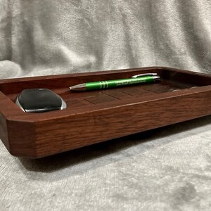 Father's Day Desk Organizer Wood Catchall Tray Engraved Wooden Valet ...