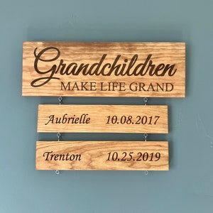 Personalized Grandparent Sign, Grandkids Names/birthdates ...