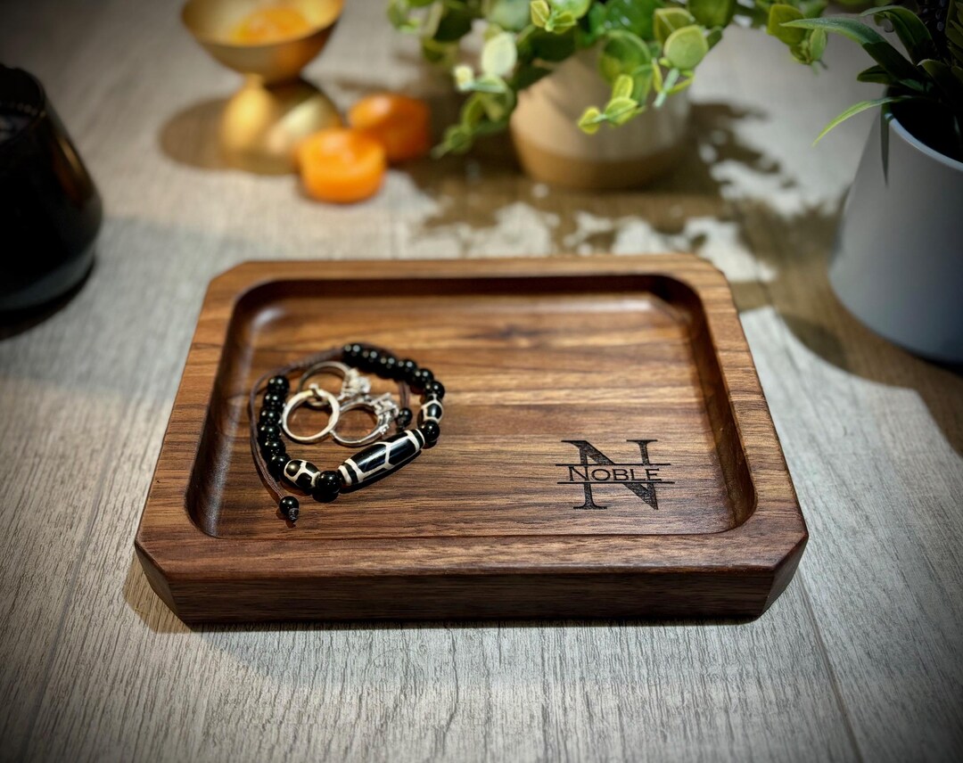 Personalized Wood Valet Tray, Engraved Wood Catchall Tray, Desk ...