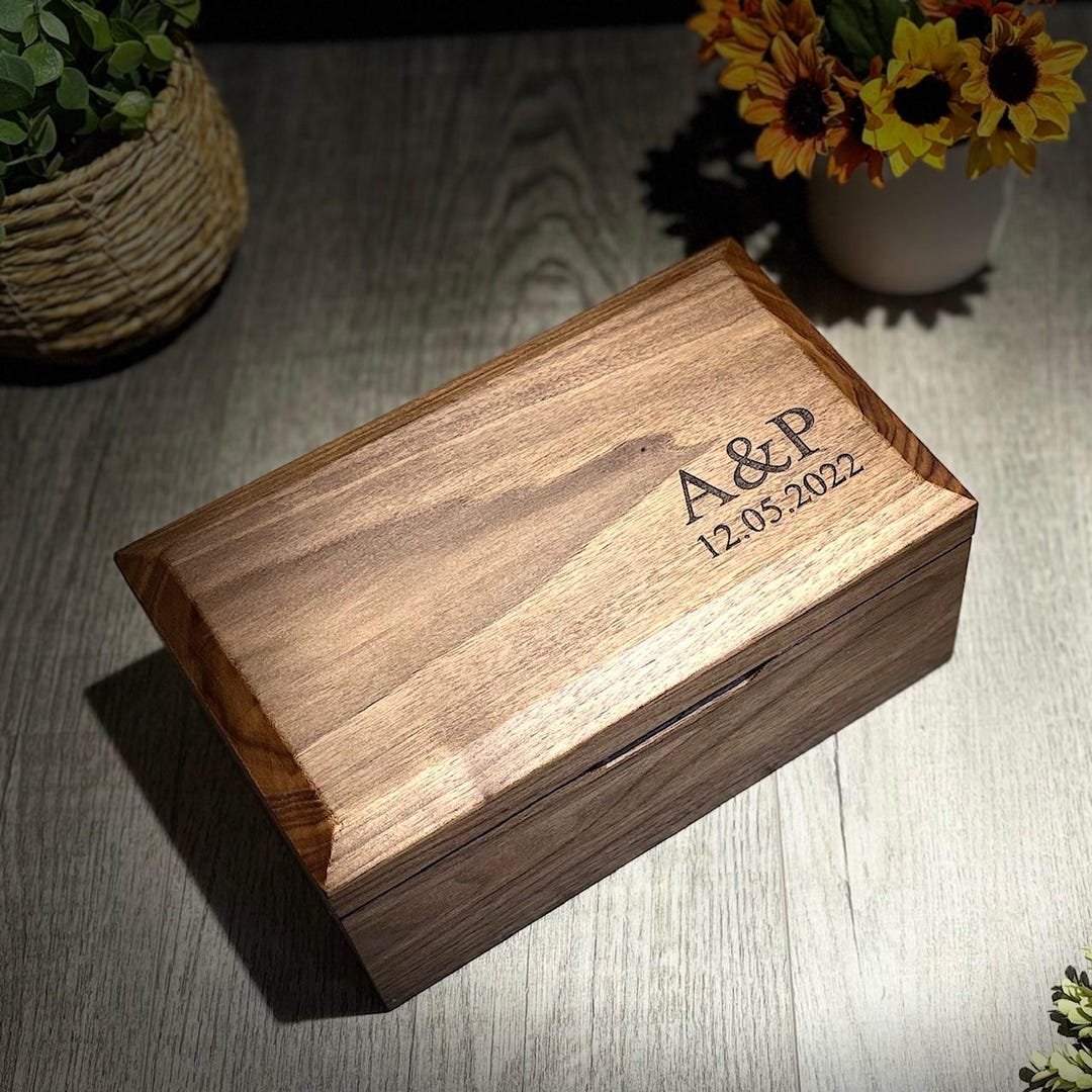 Personalized Walnut Keepsake Box, Wedding Memory Box, Wood Keepsake Box ...