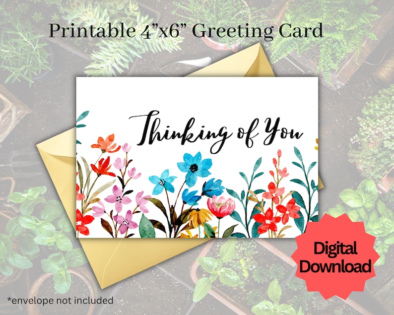Printable 4”x6” Greeting Card - Thinking of You - Etsy