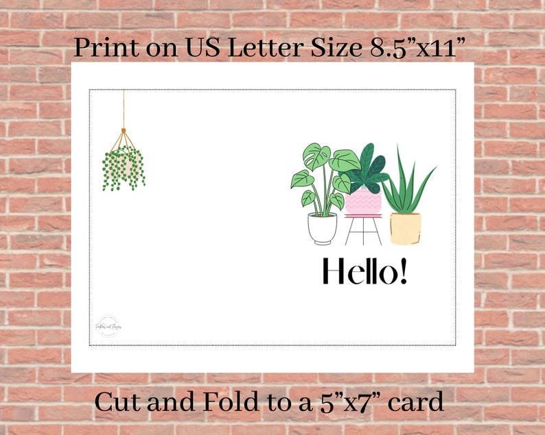 Printable 5x7 Card Just a Note to Say Hello - Etsy
