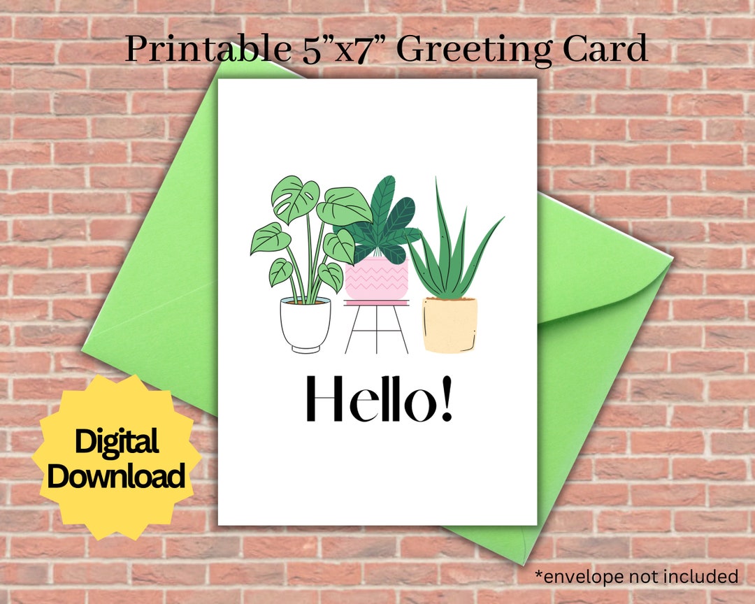 Printable 5”x7” Card - Just a Note to Say Hello! - Etsy