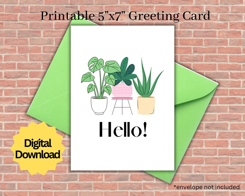 Printable 5x7 Card Just a Note to Say Hello - Etsy
