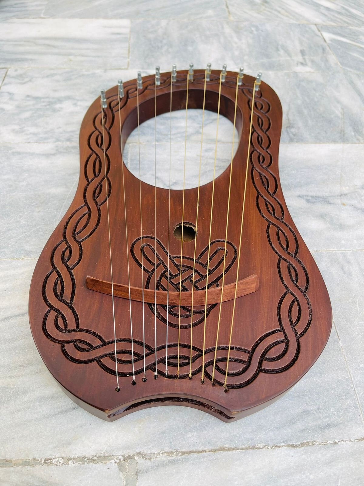 Exquisite Lyre Harp Rosewood With Ten Metal Strings Handcrafted Premium ...