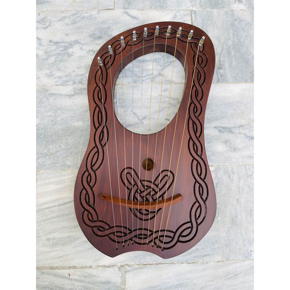 Exquisite Lyre Harp Rosewood With Ten Metal Strings Handcrafted Premium ...