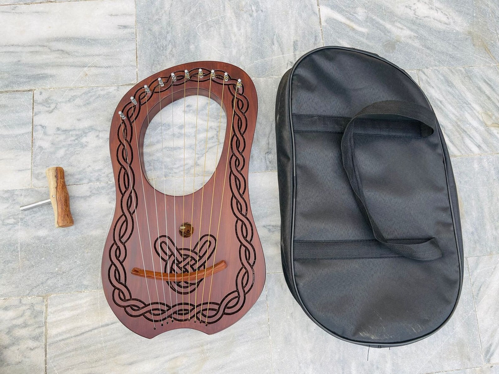 Exquisite Lyre Harp Rosewood With Ten Metal Strings Handcrafted Premium ...