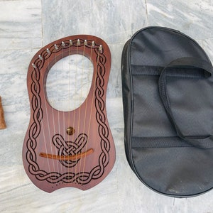 Exquisite Lyre Harp Rosewood With Ten Metal Strings Handcrafted Premium ...