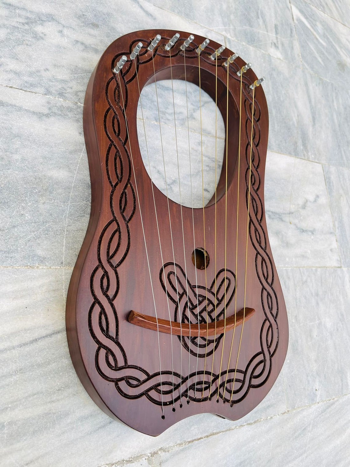 Exquisite Lyre Harp Rosewood With Ten Metal Strings Handcrafted Premium ...