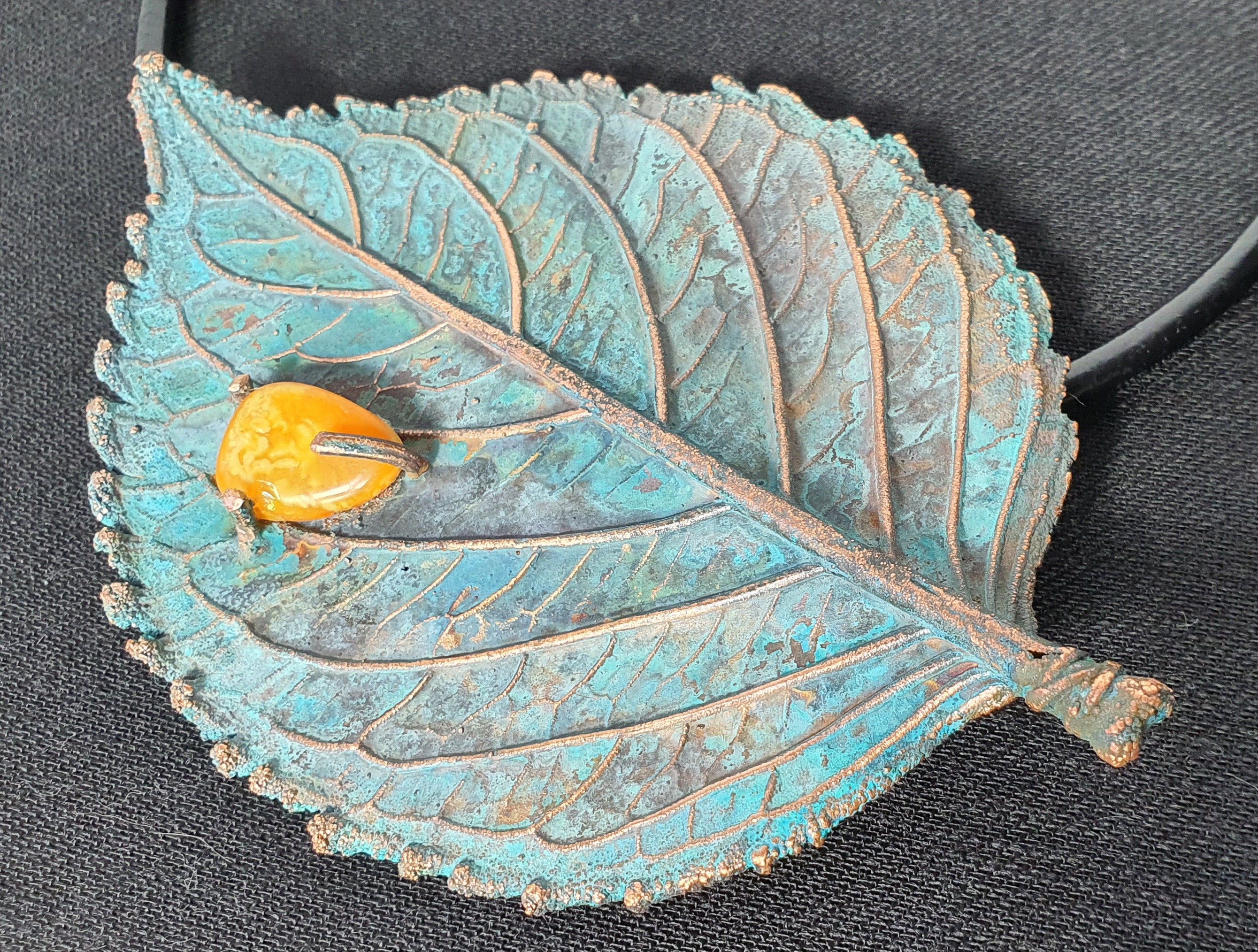 Neck Pendant Made of Copper With Natural Amber Handmade - Etsy