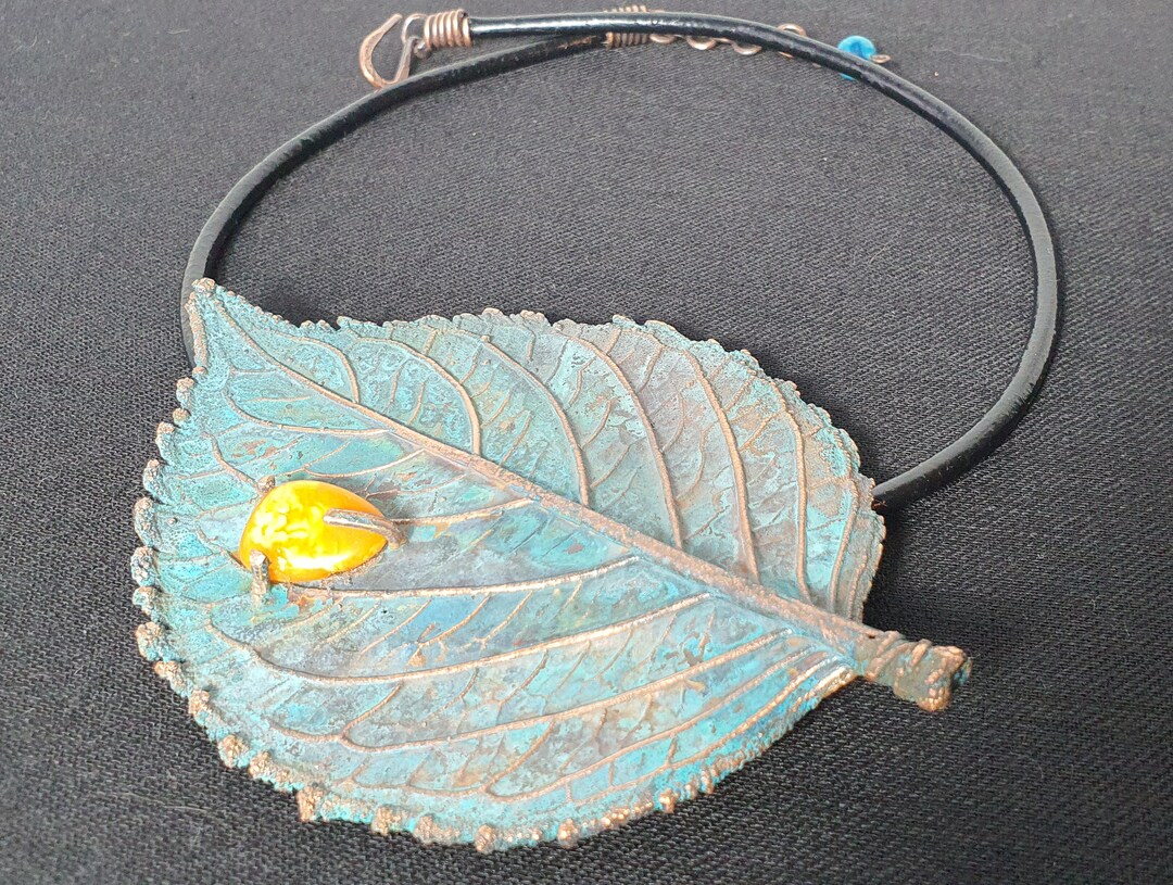 Neck Pendant Made of Copper With Natural Amber, Handmade - Etsy