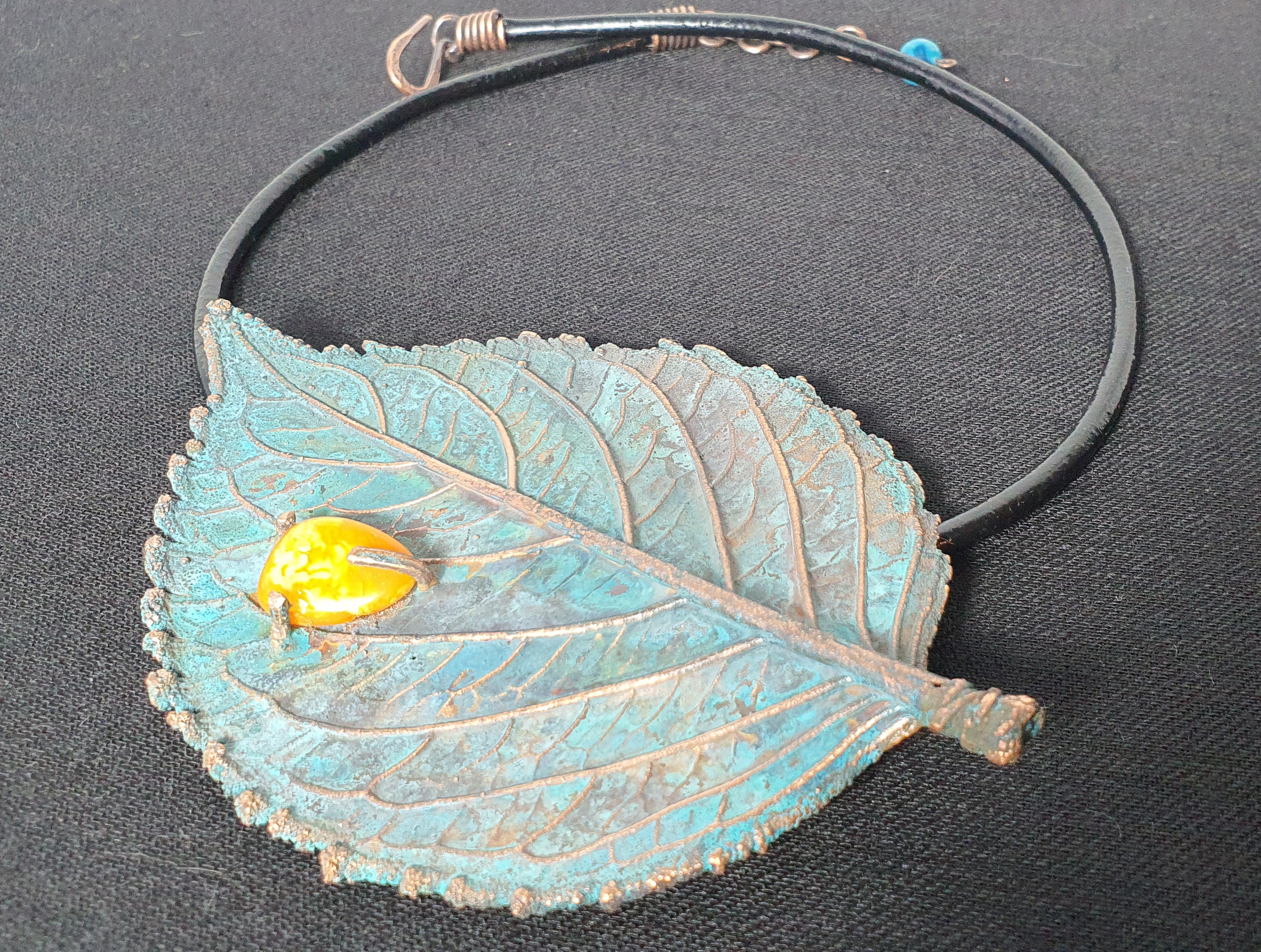Neck Pendant Made of Copper With Natural Amber Handmade - Etsy