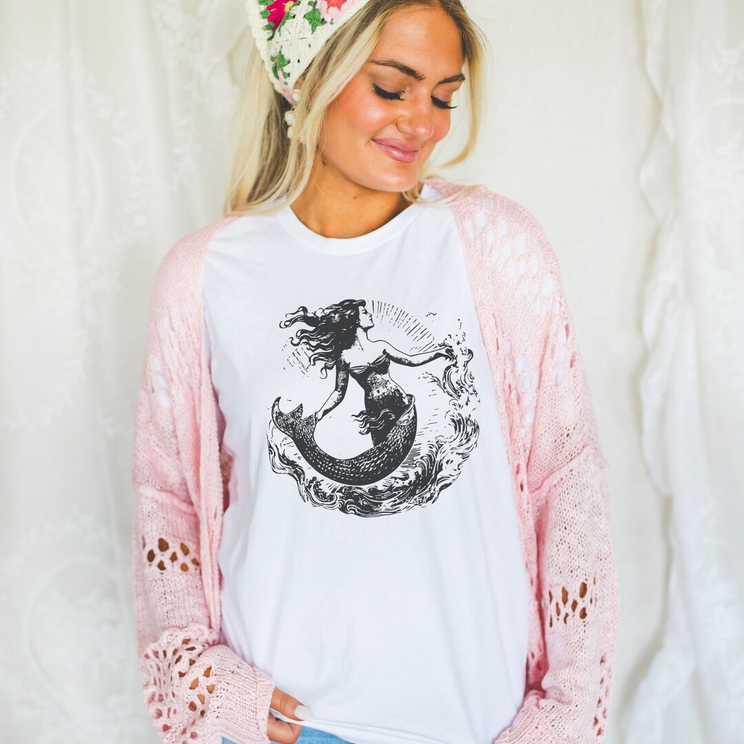 Vintage Mermaid Shirt, Mermaid Tshirt, Mermaidcore, Mermaid Tattoo ...