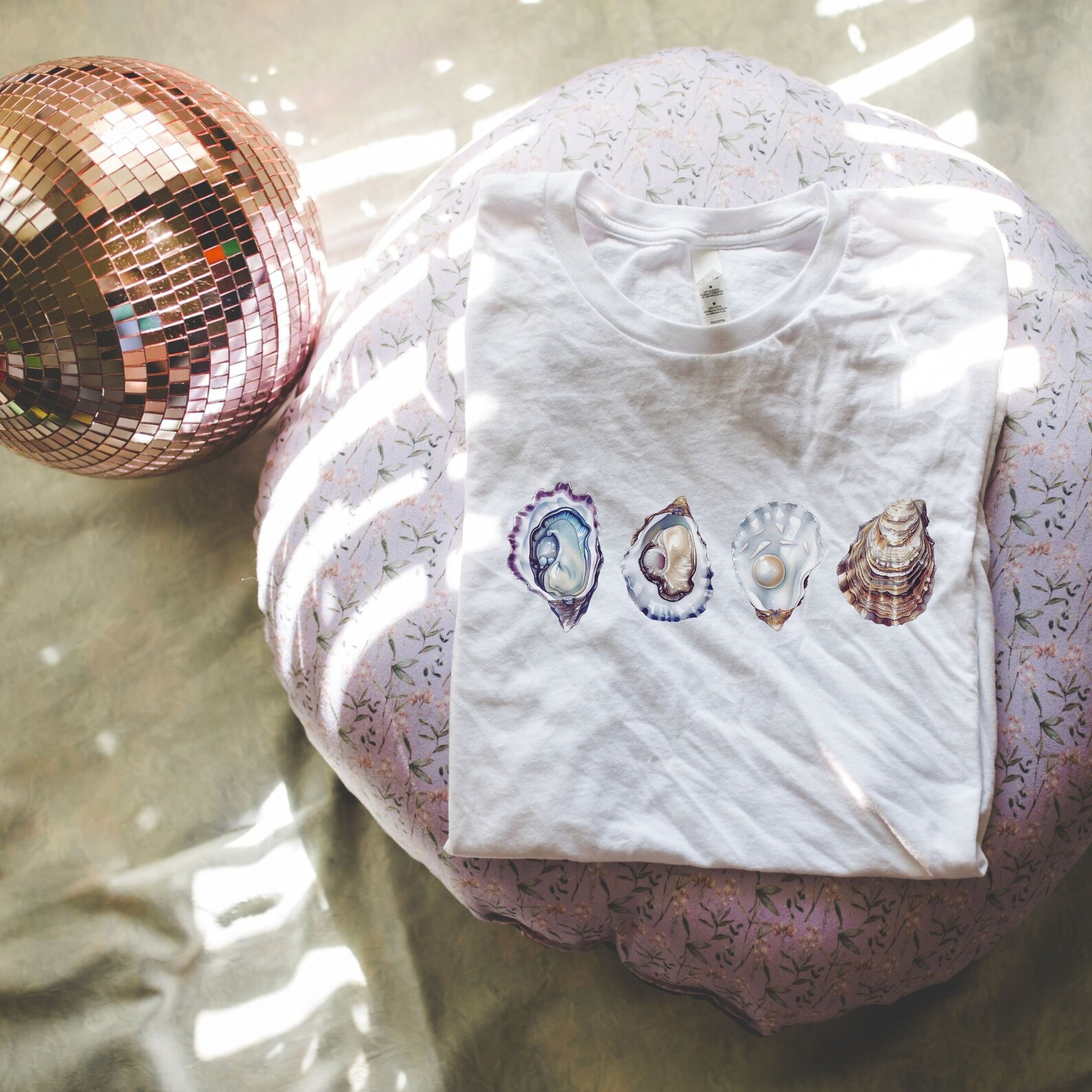 Oyster Shell Tee, Oyster Y2K Tee, Mermaidcore Shirt, 90s Tee, Downtown ...