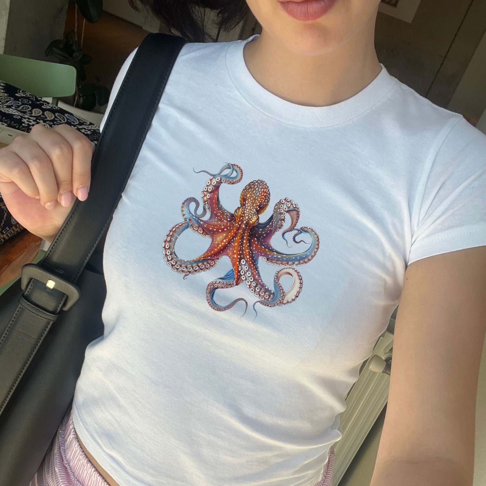 Octopus Y2K Baby Tee, Mermaidcore Shirt, 90s Baby Tee, Downtown Teenage ...