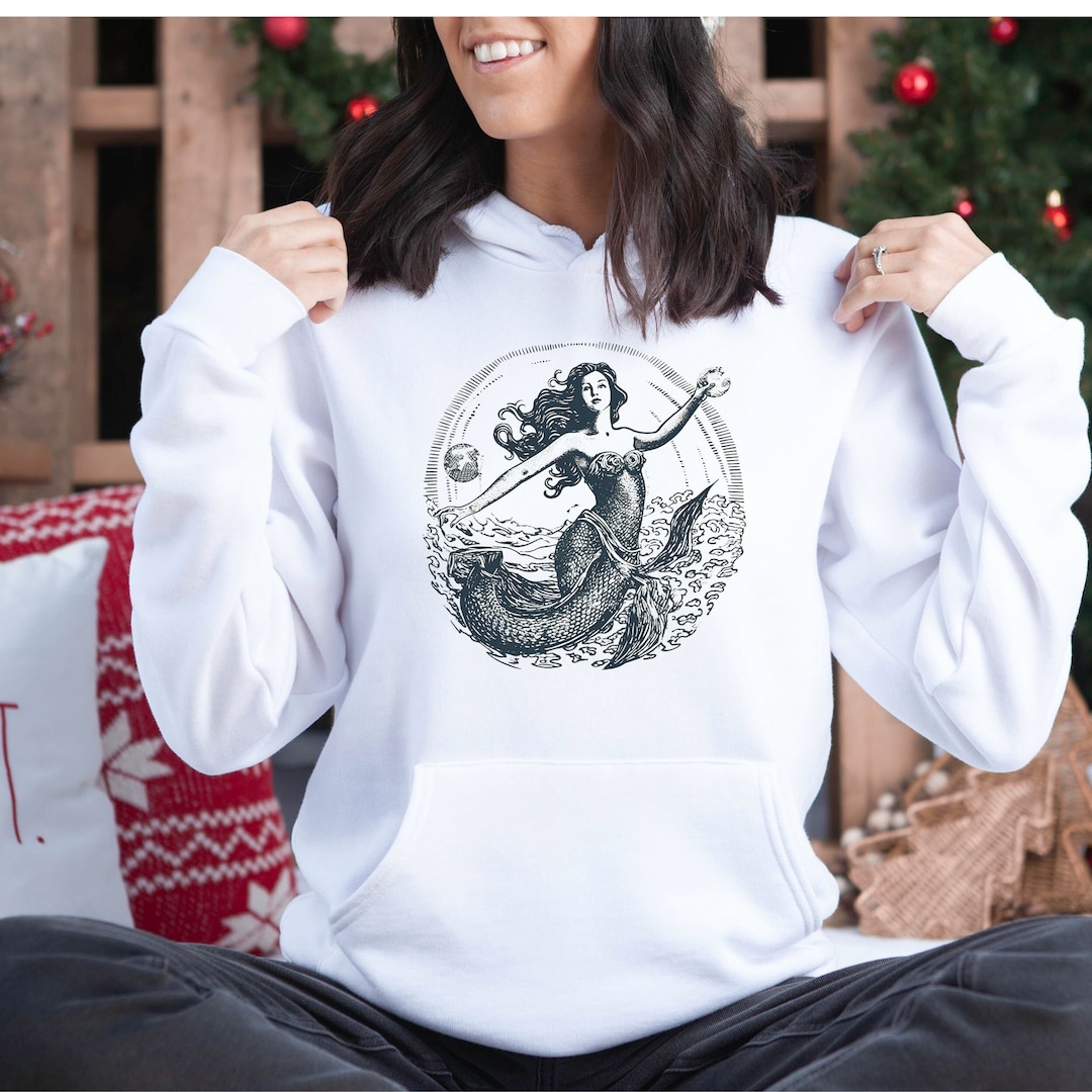 Vintage Mermaid Hoodie, Mermaid Hoodie, Mermaidcore, Sponge Fleece ...