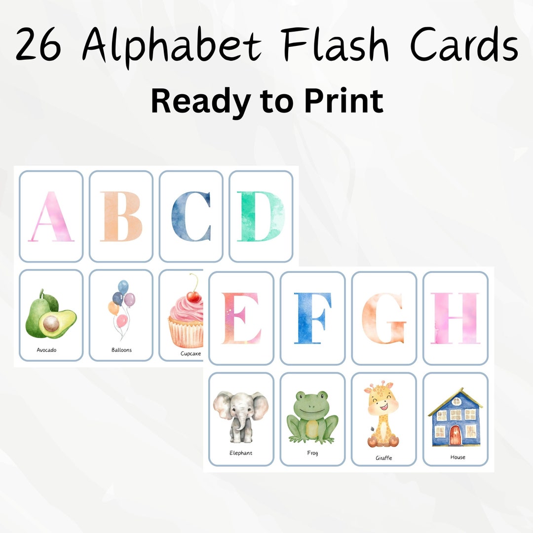 Printable Alphabet Flash Cards, Early Learning Resource, Preschool ...