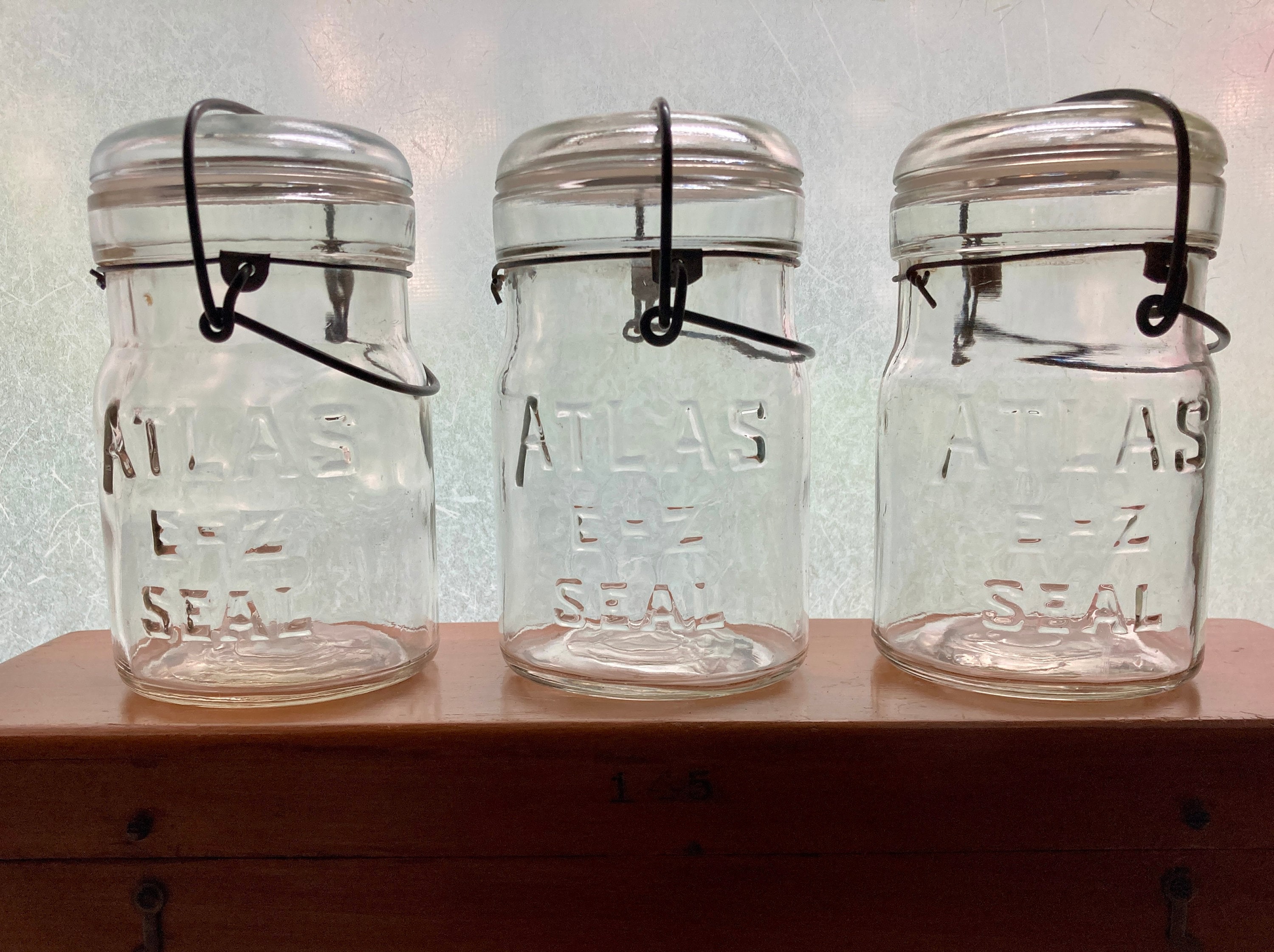 Atlas E-Z Seal Pint Jars (round, Twisted Wire Bail, 1920s), Sold ...