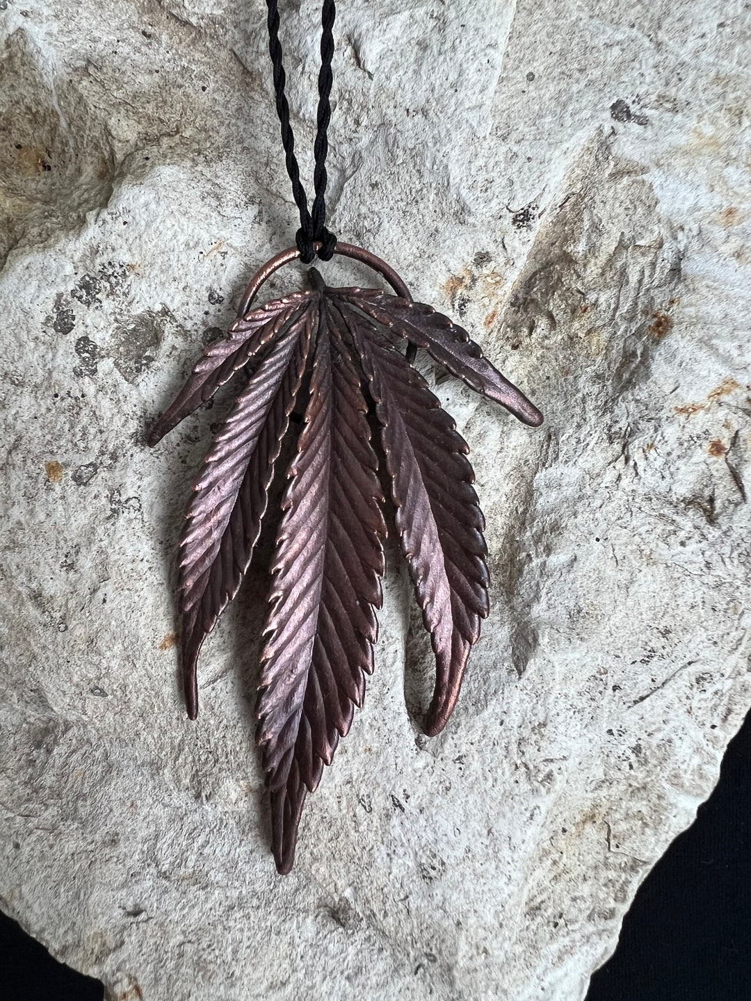 Real Hemp Leaf Pendant in Copper, 7.5cm, 2.95in - Etsy