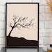 Black Fall Tree Art, Minimalist Line Drawing Wall Decor, Black Wall Art ...