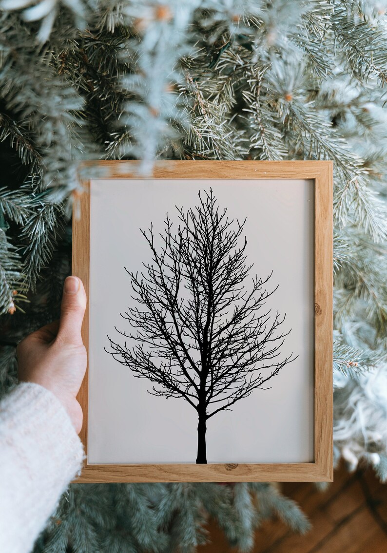 Minimalist Black and White Tree Art, Branches Only Wall Decor ...