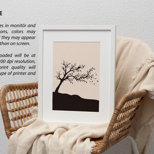 Black Fall Tree Art, Minimalist Line Drawing Wall Decor, Black Wall Art ...