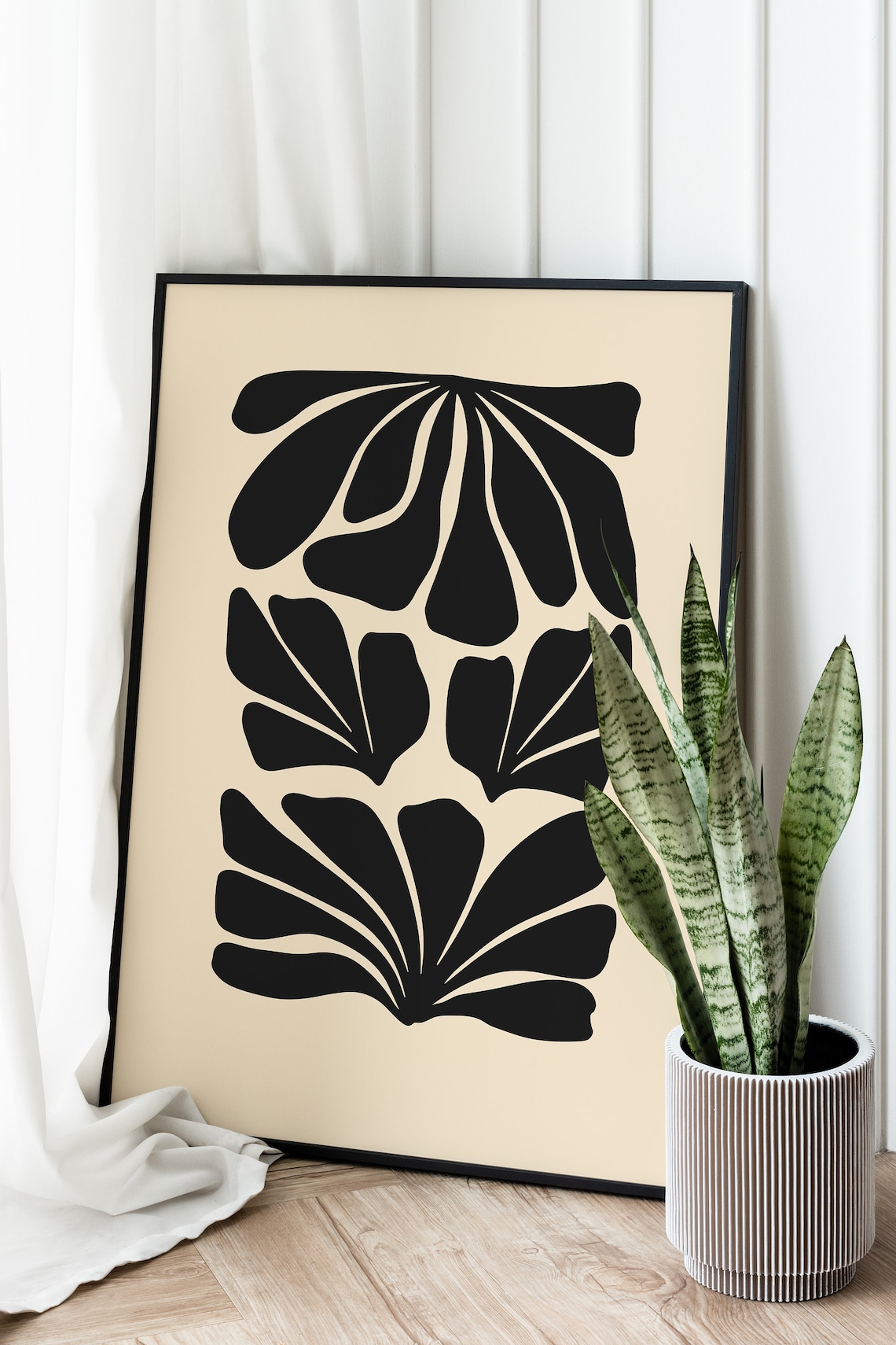 Abstract Plant Art, Black Wall Art, Printable Wall Art, Minimalist, Mid ...