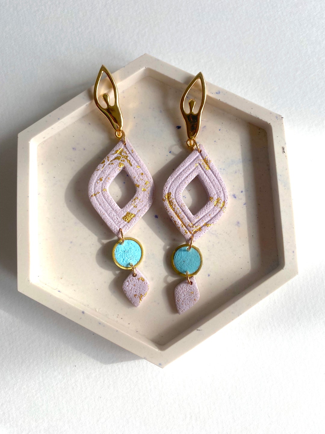 The Claudia Earring. Long, Italian, Stone Effect Earring. 50s Glam ...