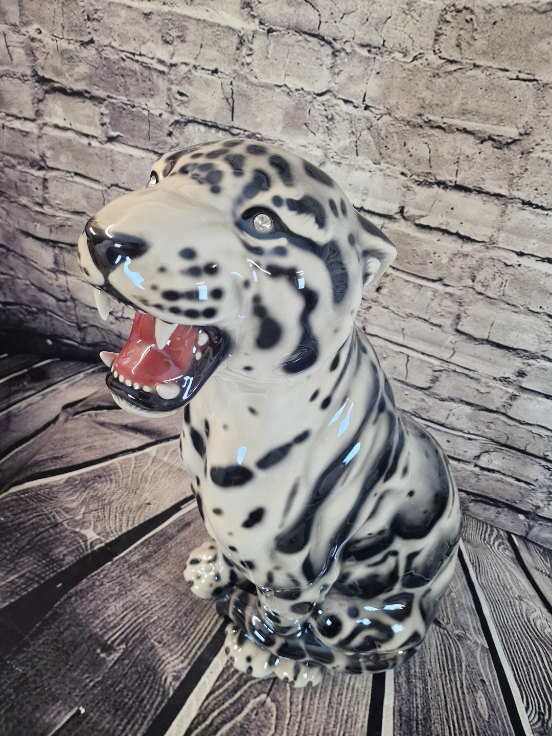 Snow Jaguar Artistic Ceramic Figurine Ca.86 Cm New With Swarovski ...