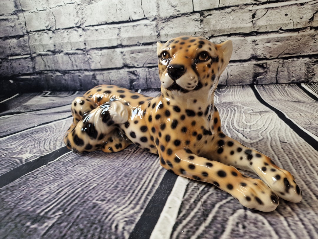 Cheetah Lying Artistic Ceramic Figure 47 X 22 Cm New - Etsy