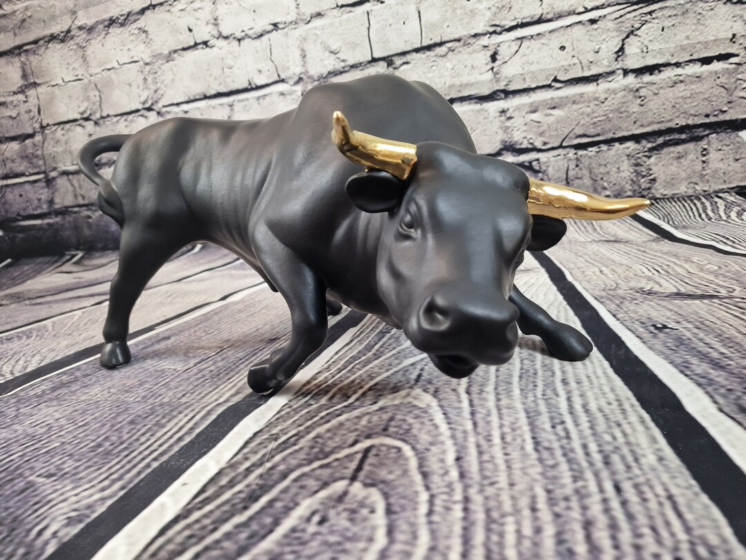 The Bull Artistic Ceramic Figure Approx. 50x25x22 Cm NEW Gold Horns - Etsy