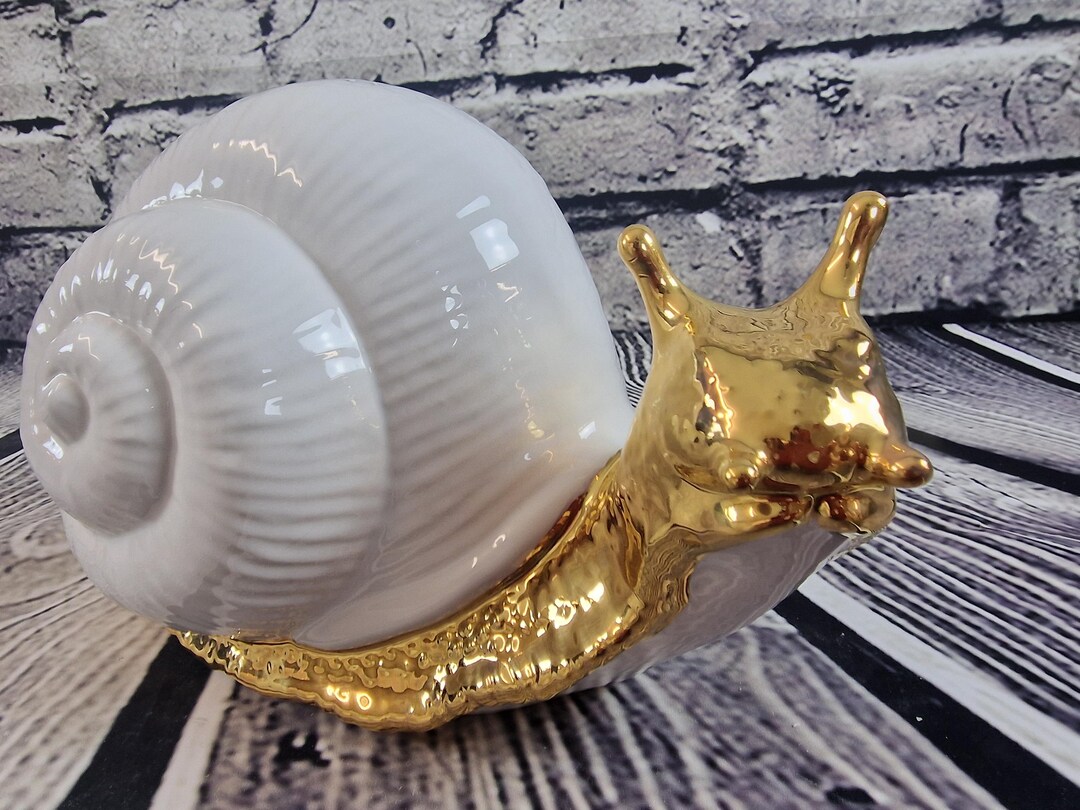 Exclusive Snail Gold Artistic Ceramic Figure Sitting NEW - Etsy