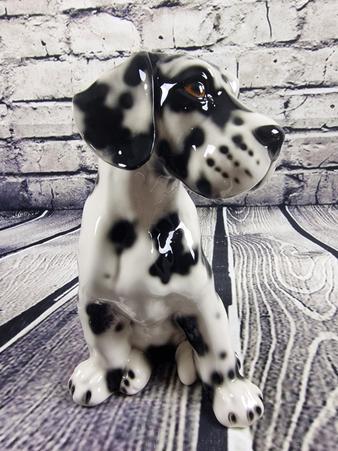 Great Dane Puppy Spotted Artistic Ceramic Figure Sitting 29 Cm NEW - Etsy