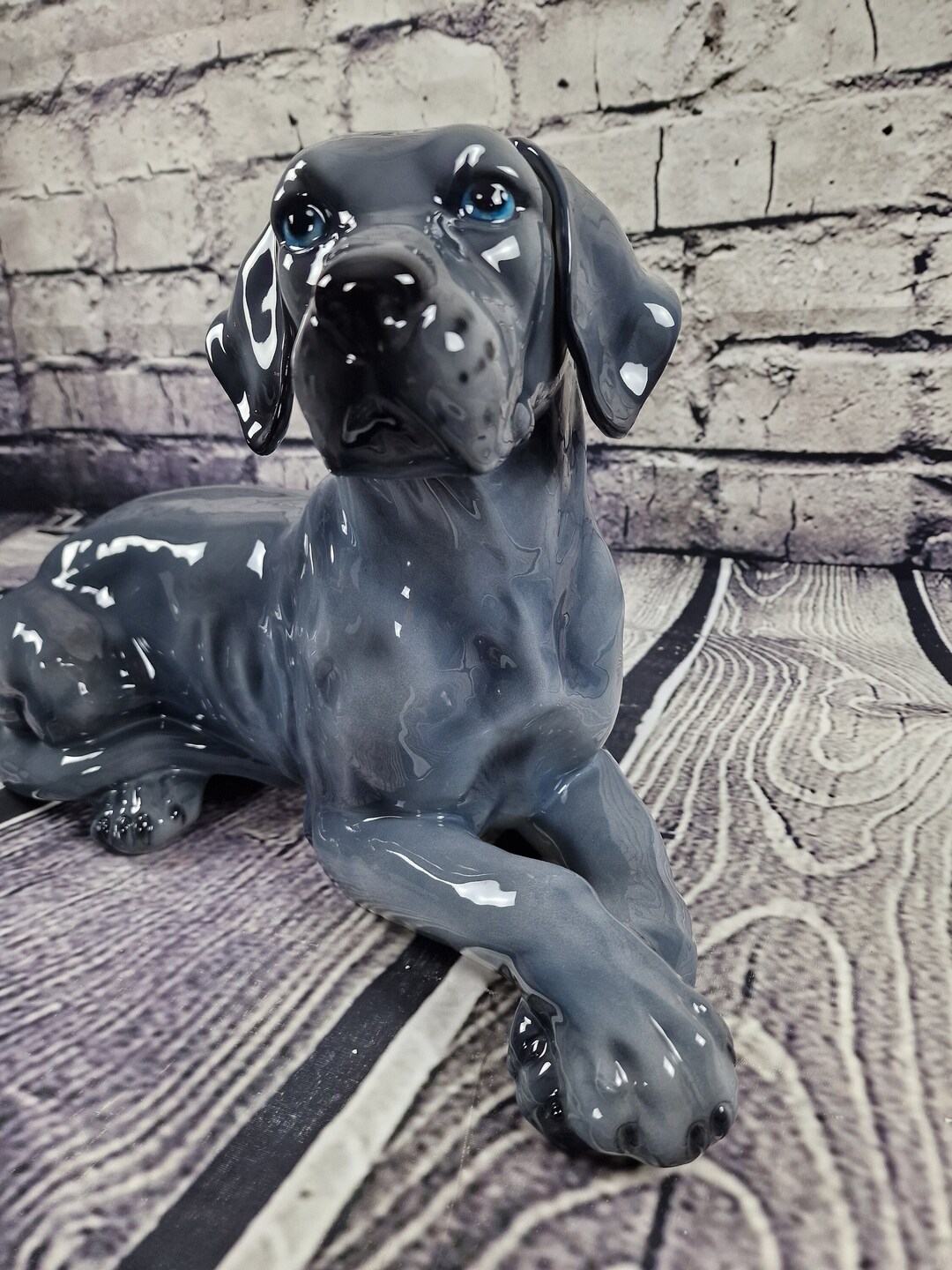 Great Dane Blue Artistic Ceramic Figure Lying Approx50x32cm NEW - Etsy