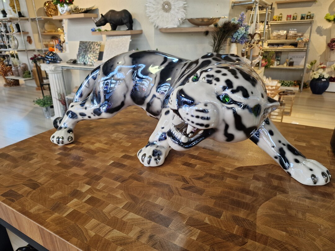 Exclusive Snow Mist Panther Artistic Ceramic Figure Approx. 90x50cm New ...