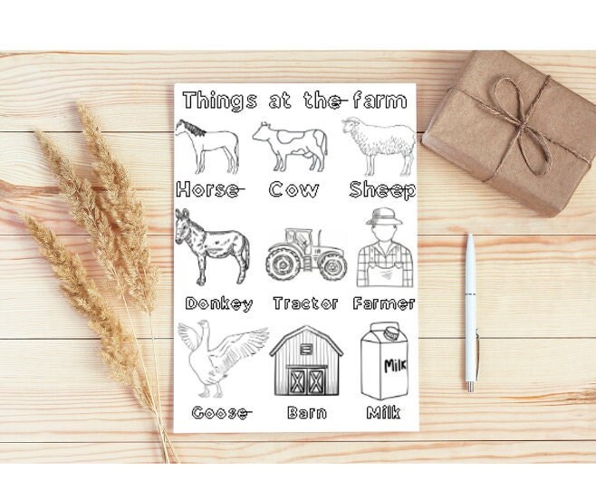 Digital Download Farm Colouring and Spelling A4 Sheet - Etsy