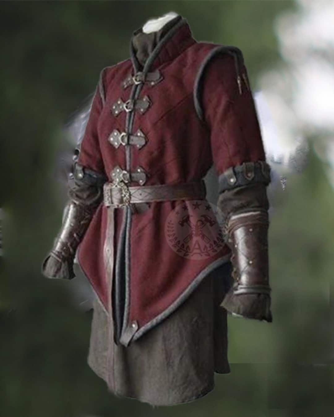 Medieval Padded Doublet Gambeson Cotton Fabric Brown Leather Trim - Etsy