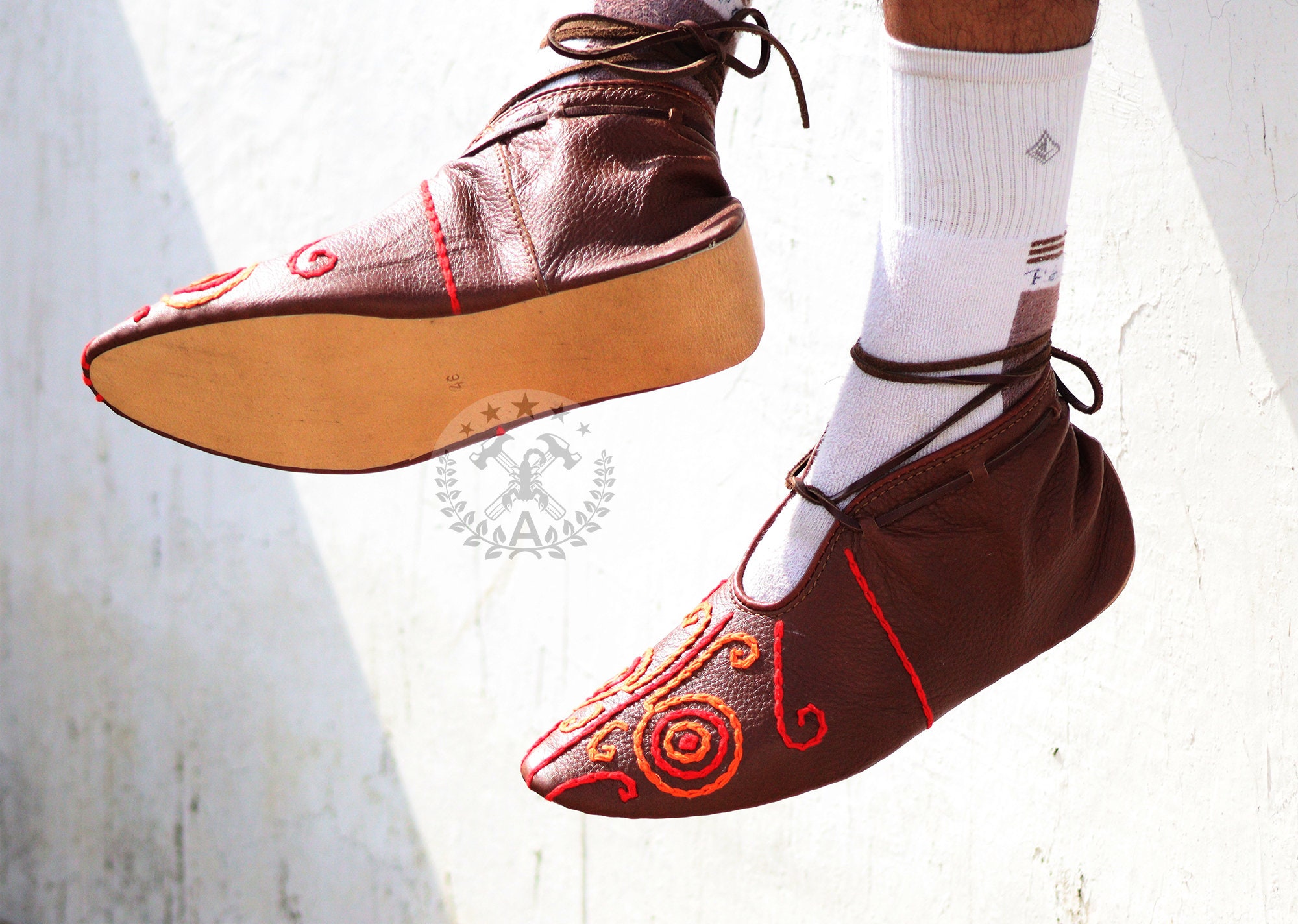 Viking Turn Shoes, Slavic Opele With Embroidery Christmas Gift - Etsy