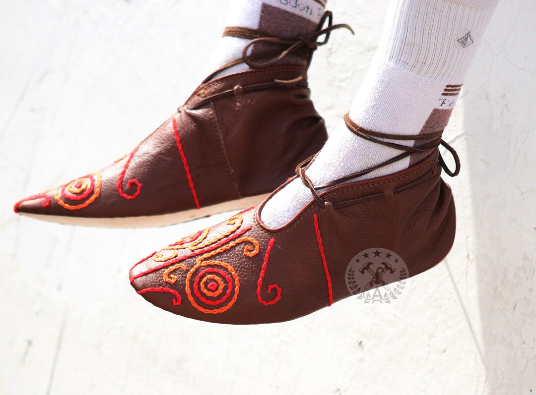 Viking Turn Shoes, Slavic Opele With Embroidery Christmas Gift - Etsy