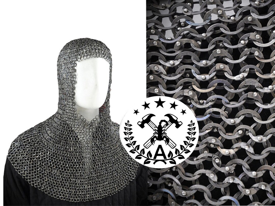 Titanium Chain Mail Coif Dome Riveted Titanium Flat Rings Every Ring ...