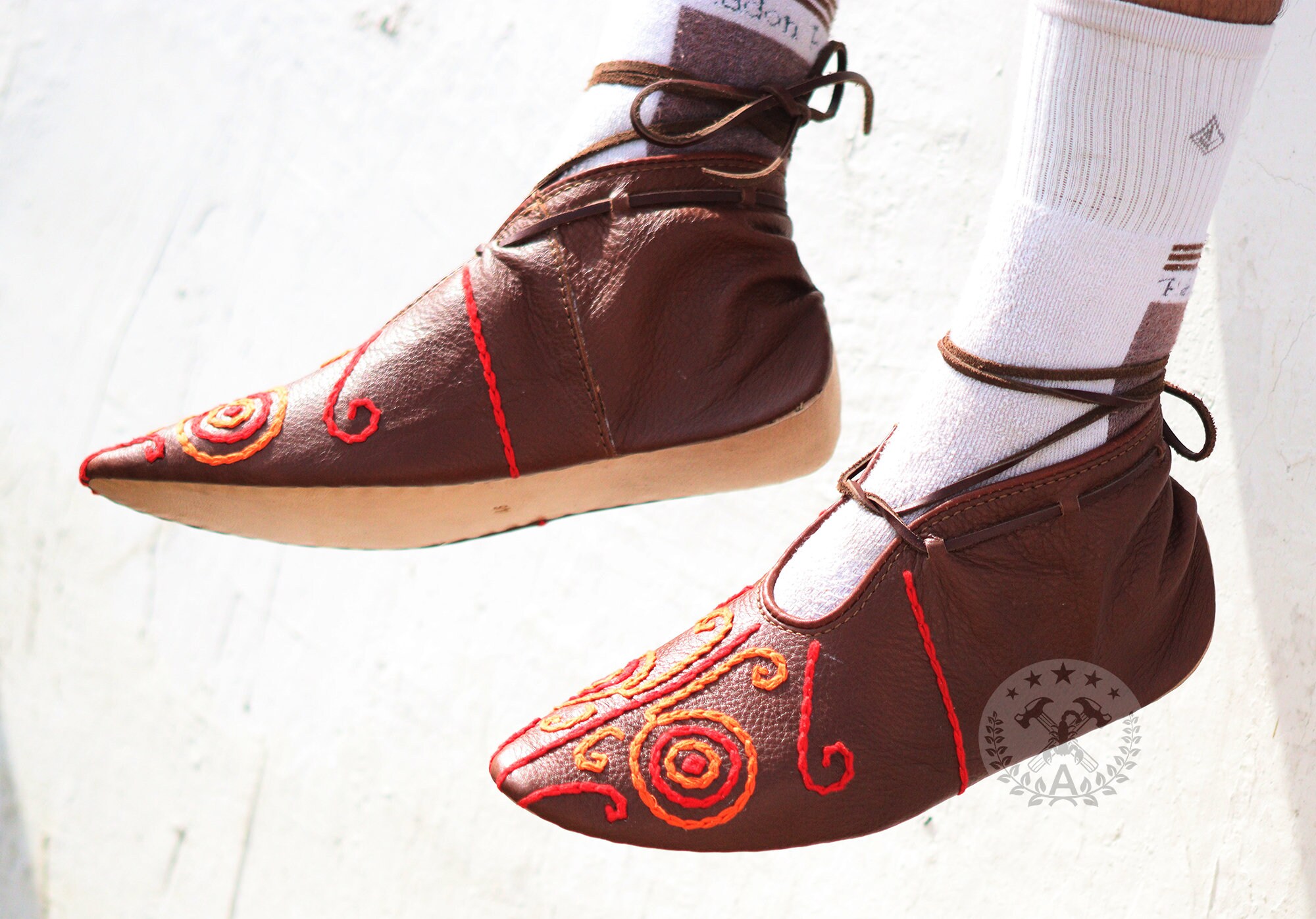 Viking Turn Shoes, Slavic Opele With Embroidery Christmas Gift - Etsy