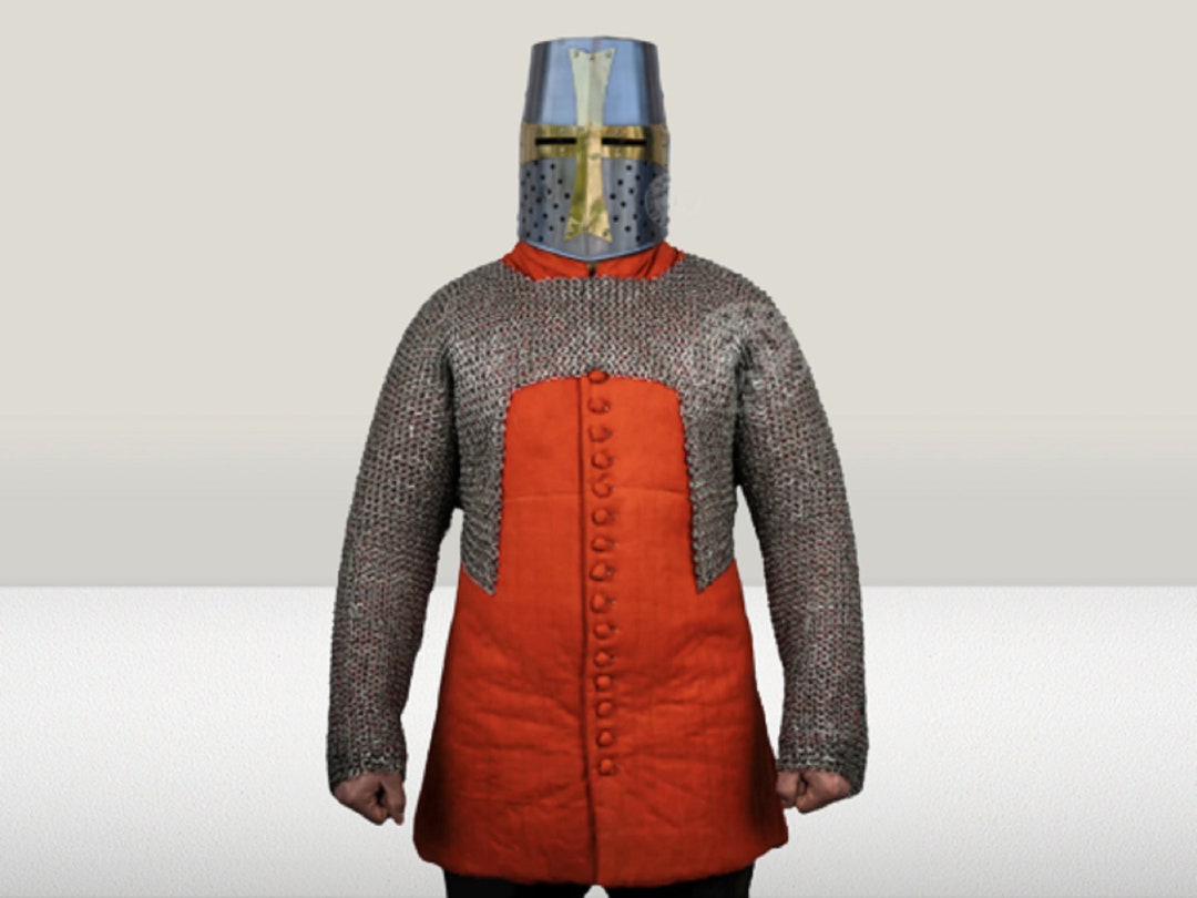 Chain Mail Half Body Haubergeon, 8MM Alternating Dome Riveted Ring With ...