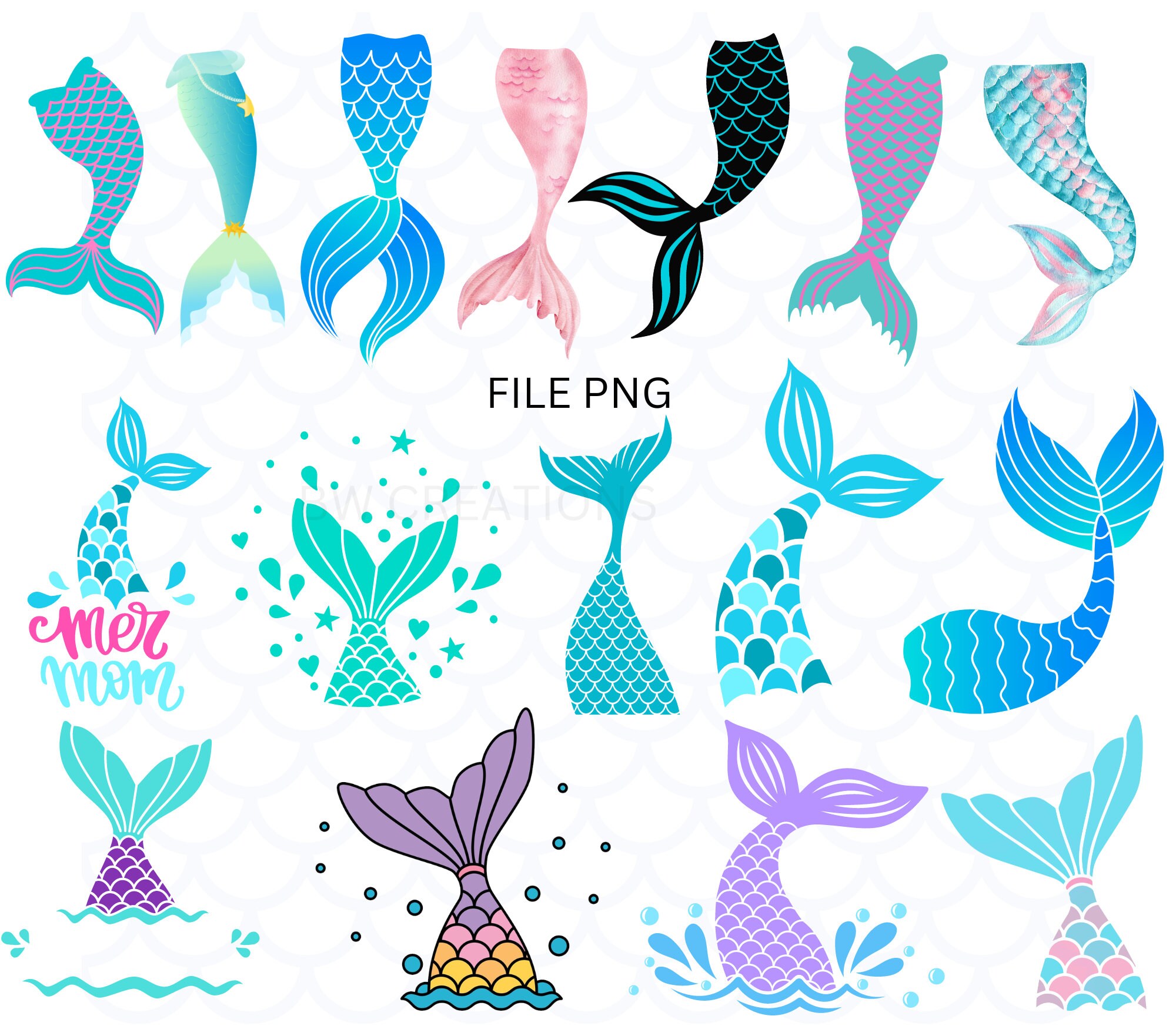 Mermaid Tailpng File mermaid Tail Bundle Mermaid - Etsy