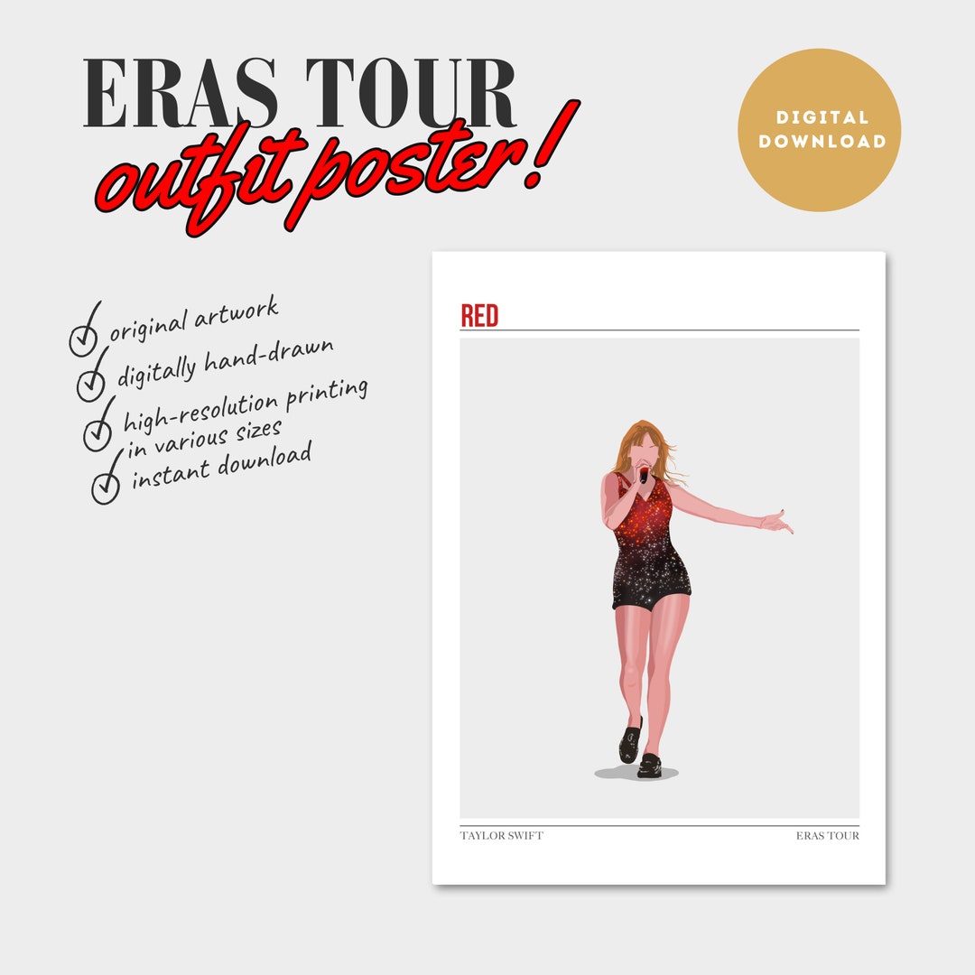 Taylor Swift, RED, Eras Tour, Outfits, TS, Illustration, Digital ...
