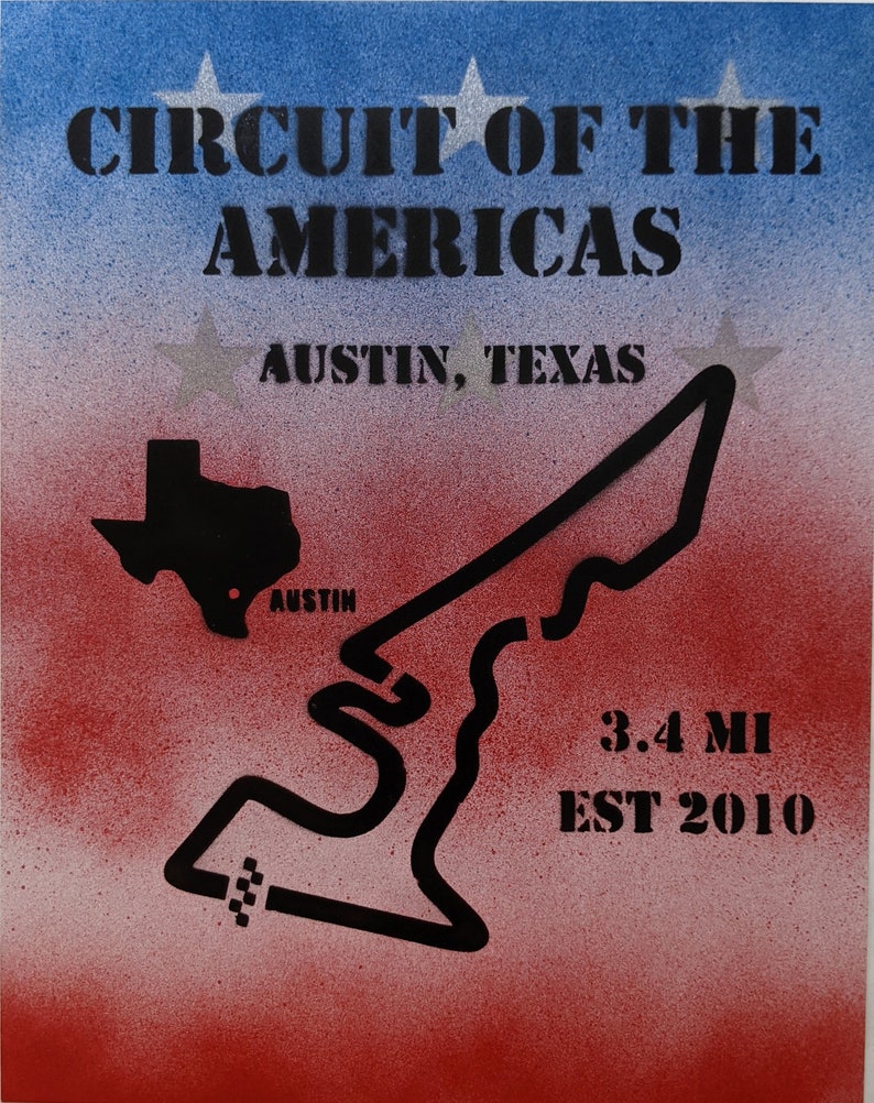 11x14 COTA Circuit of the Americas Formula 1 Racetrack Austin Texas ...