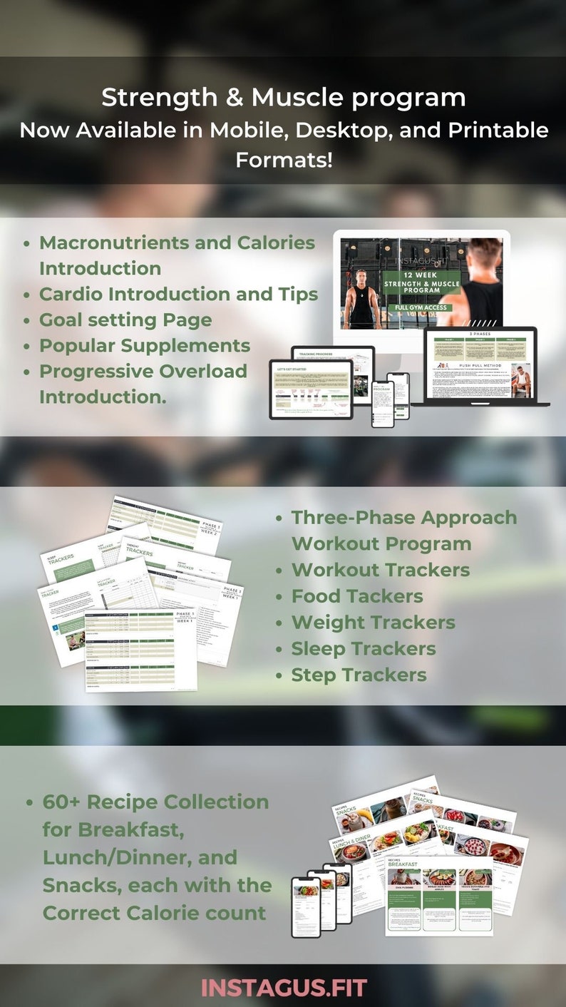 12 Week STRENGTH & MUSCLE Complete Program - Etsy