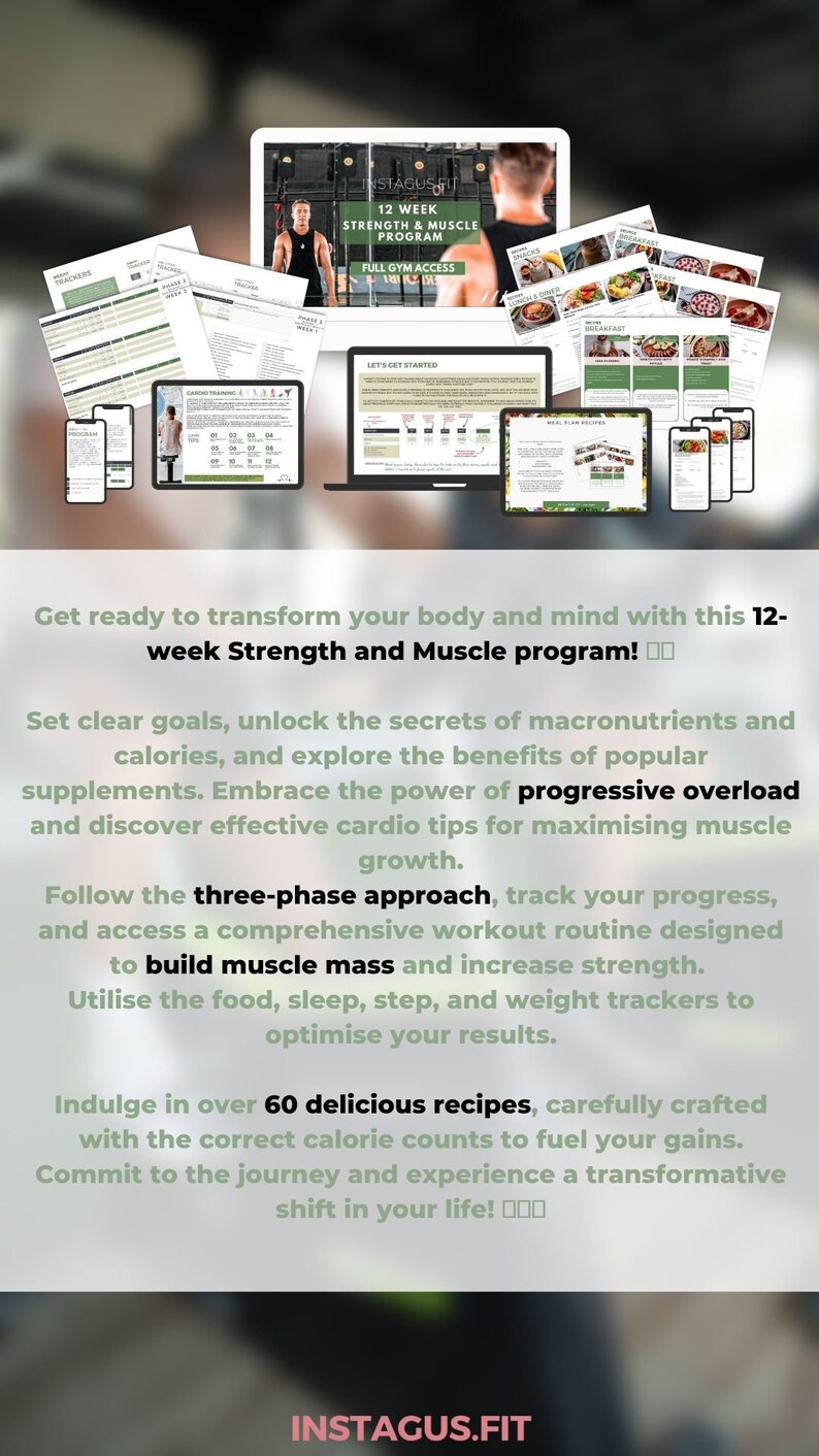 12 Week STRENGTH & MUSCLE Complete Program - Etsy