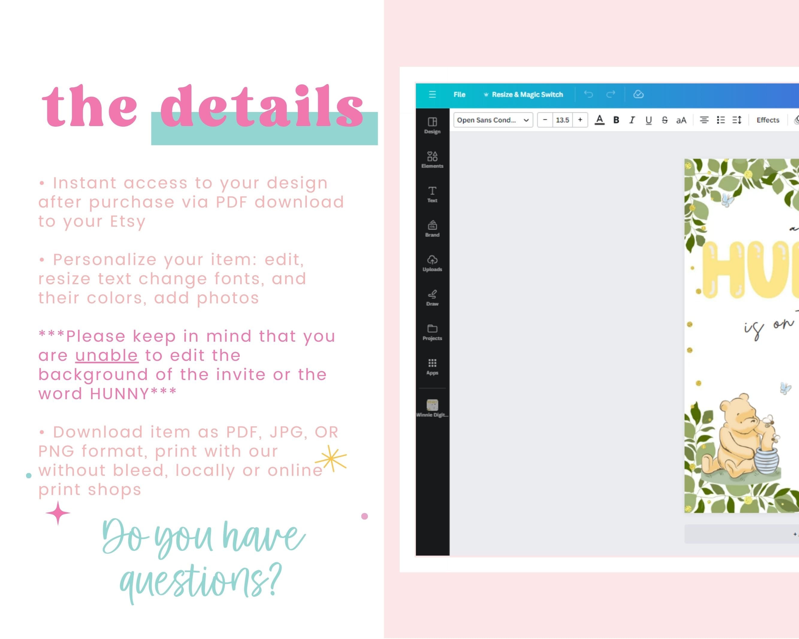 Classic Winnie the Pooh Invitation Bundle, Gender Neutral Baby Shower ...